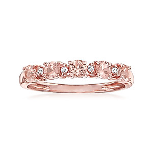 Ross-Simons 0.50 ct. t.w. Morganite Ring With Diamond Accents in 18kt Rose Gold Over Sterling. Size 7