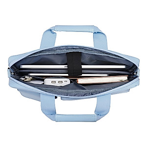 MOSISO Laptop Shoulder Bag Compatible with MacBook Air 15 M3 M2 2024 2023/Pro 16 inch M4 M3 M2 M1,15-15.6 inch Notebook with 2 Raised&1 Flapover&1 Horizontal Pocket&Handle&Belt, Airy Blue