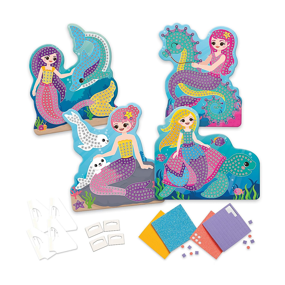 ORB The Factory Sticky Mosaics Mermaids Blue/Yellow/Orange/Purple, 12' x 2' x 10.75'