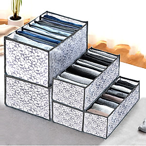 2PCS Wardrobe Clothes Organizer for Folded Clothes, Mesh Drawer Dividers and Storage, Drawer Organizer for Clothes, Jeans, Leggings, Skirts, T-shirts, Sweaters, Socks, Scarves(Large 7Girds)