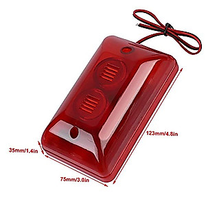12V 15W Wired Strobe Siren,Sound and Light Alarm System,Sound Alarm Strobe Flashing Red Light 120dB for Home Security