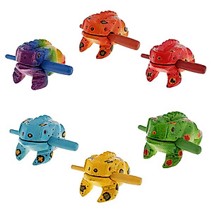 3.5" Wooden Frog Guiro Rasp Instrument - Percussion Musical Tone Block Craft (Painted Orange)
