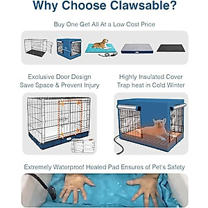 Heated Dog House for Outdoor, Dog Crate Kit for Small Medium Intermediate Dogs, 2 Doors Heavy-Duty Dog Kennel Value Pack with Insulated Crate Cover & Bed & Adjustable Pet Heating Pad (36 Inch Kit)