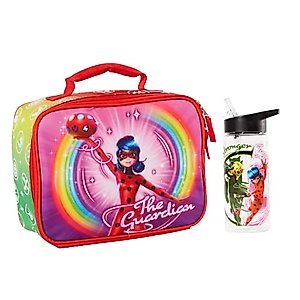 Miraculous Ladybug Lunch Box and Water Bottle Set, Soft Insulated Lunch Bag for Girls