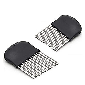 Crinkle Chopper, French Fries Potato Cutters Fruit Vegetable Wavy Chopper Knife Stainless Steel Blade Cutting Tool, Set of 2