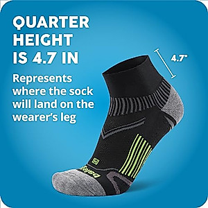 Balega Enduro Reflective Arch Support Performance Quarter Athletic Running Socks for Men and Women (1 Pair), black/neon green, large