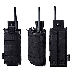 Tactical Universal Radio Holster / Radio Pouch Holder Case Bag Military Molle Radio Case for Pofung Motorola Midland CB Walkie Talkies Compatible with 5.11 Bags (Black) by LUITON
