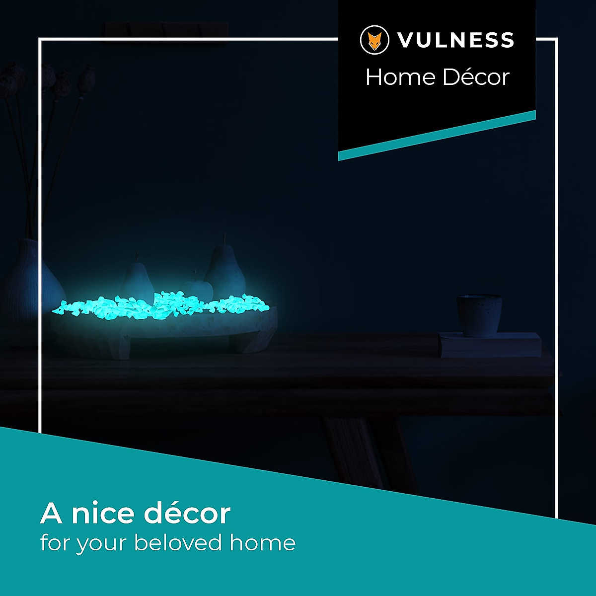 VULNESS Glow in The Dark Rocks Decorations - Ideal for Yard, Walkway, Driveway, Pathway, Backyard, Garden, Room Decor, Planter Aesthetic, Aquarium Fish Tank Accessories, Betta Gravel (0.4-0.6 inch)