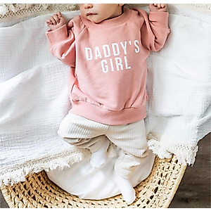 Engofs Toddler Baby Girl Fall Winter Clothes Outfits Long Sleeve Letter Print Sweatshirt Tops Pants Set Pink 0-6 Months