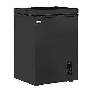 TABU 3.5 Cu Ft Chest Freezer, Deep Freezer with Removable Storage Basket, Top Open Door Small Chest Freezer with 7 Level Adjustable Temperature, Compact Freezer with Top Open Door (Black)