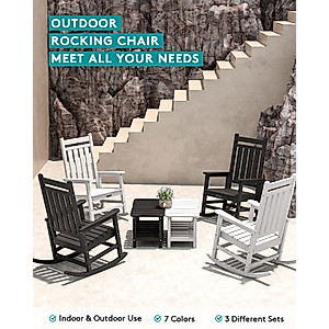 SERWALL Outdoor Rocking Chair Set of 2, HDPE Rocking Chairs for Adult, Black