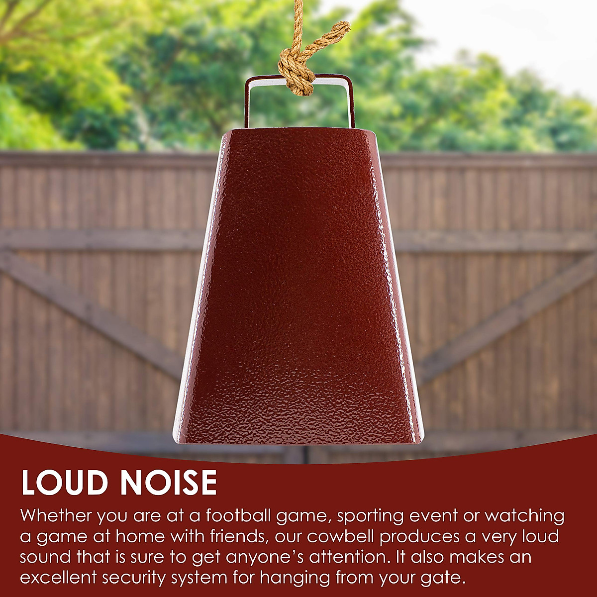 Epic Creations Cow bell with Handle-7 Inch Cow Bell Noise Maker, Cowbell Beater Stick, Cheering Bell for Football Games, Cow Bells for Sporting Events (Antique Copper)