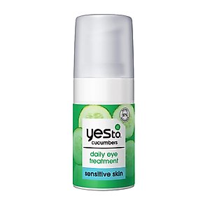 Yes To Cucumber Daily Eye Treatment, Moisturizing Quick-Absorbing Treatment For Under-Eye Skin To De-Puff & Hydrate, With Caffeine Compound & Evodia Fruit Extract, Natural & Cruelty Free, 0.5 Fl Oz