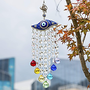 Evil Eye Decor Sun Catchers with Crystals Window Garden Hanging Elephant Suncatcher Prism Rainbow Maker Pendant