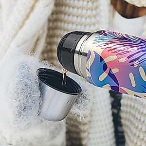 Monstera and Banana Leaf Stainless Steel Water Bottle, Leak-Proof Travel Thermos Mug, Double Walled Vacuum Insulated Flask 17 OZ