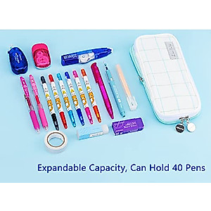 ZILAMGOO Pencil Case, High Capacity Pencil Pen Case Canvas Bag Organizer, Desk Organizer Marker Durable Portable Large Storage Bag for Kids Teens Student Adults (sky blue)