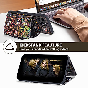 Asuwish Phone Case for iPhone 14 Pro Max 6.7 inch Wallet Cover with Screen Protector and Credit Card Holder Stand Bling Glitter Cell iPhone14promax 5G i Phone14Max Plus iPhone14 ProMax Women Men Black