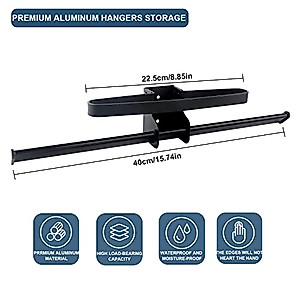 Wall Clothes Hanger Organizer Stacker Clothes Hangers Storage Organizer Stacker Rack Holder, Laundry Room Closet Organization Wall Mounted/Drilling Clips Organizer Anti-Slip Aluminum Black