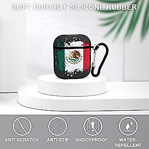 Musical Mexico Flag Airpods Case Cover for Apple AirPods 2&1 Cute Airpod Case for Boys Girls Silicone Protective Skin Airpods Accessories with Keychain