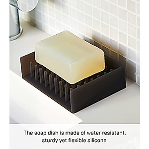 YAMAZAKI home 2995 Self Draining Soap Tray-Floating Holder Dish for Sink, One Size, Black