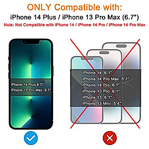 TECHO Privacy Screen Protector Compatible with iPhone 14 Plus/iPhone 13 Pro Max Tempered Glass Film (Edge to Edge Full Coverage) (Anti Spy) (Case Friendly) (2 PACK) (6.7 inch)