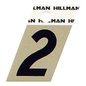 Hillman-840478 840478 1-1/2-Inch Black and Gold Aluminum Angle Cut House, Number 2
