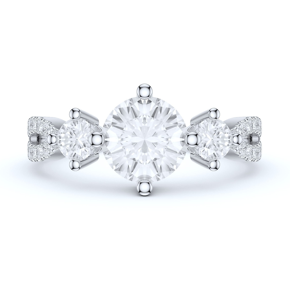 PRSTANI 10K White Gold Pave Spilt Shank 1ct Main Genuine Moissanite Engagement Ring Promise Ring For Women (5)