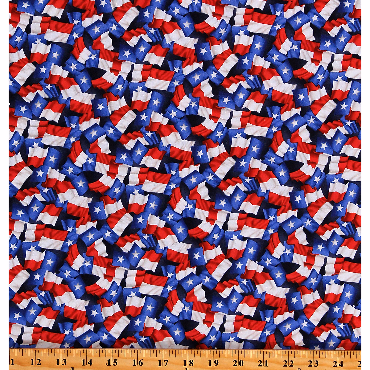Cotton Texas State Flag All Over Red White and Blue Navy Cotton Fabric Print by The Yard (D406.34)