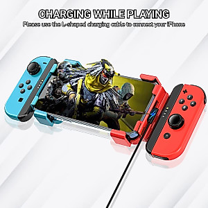 arVin Switch Joycon Controller Holder for iPhone iOS 16.0+System, N-Switch Joy Con Grip Clamp Mobile Phone Gamepad Bracket Clip for iPhone 14/14 Plus/14 Pro/14 Pro Max/13/12/11/X -Not for Android