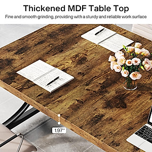 Tribesigns 62.4-Inch Executive Desk, Rectangle Office Computer Desk with Thick Wooden Tabletop and Metal Frame, Study Writing Table Workstation for Home Office, Rustic Brown & Black