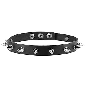 HZMAN Fashion Women Men Cool Punk Goth Metal Spike Studded Leather Collar Choker Necklace Black