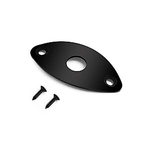 Bogart Guitar Jack Socket Plate Curved Oval Football Style Output Jack Plate Compatible with Les Paul Ibanez Jackson Guitar or Bass with Mounting Screws Black. (HJ 003-BK)