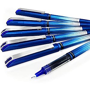 Uni-Ball UB-185S Vision Needle Rollerball Pen – 0.5mm Needle Point – Pack of 6 – Blue
