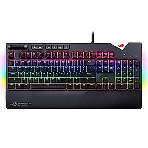 ASUS ROG Strix Flare (Cherry MX Red) Aura Sync RGB Mechanical Gaming Keyboard with Switches, Customizable Badge, USB Pass Through and Media Controls