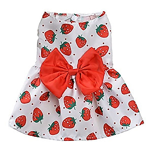 WEISHA Dog Dress 1PC Dog Floral Skirts Bow Princess Dress Dog Spring Summer Section Sweet Fresh Snap Style Puppy Clothes Pet Supplies(S,Light Blue)