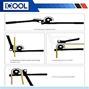 ICOOL Tube Bender 3 in 1 Manual Tubing Bending Tools 0-180 Degrees 1/4, 5/16, and 3/8 Inch (Matte Surface) for Copper Aluminum Brass and Thin Stainless Steel Pipes