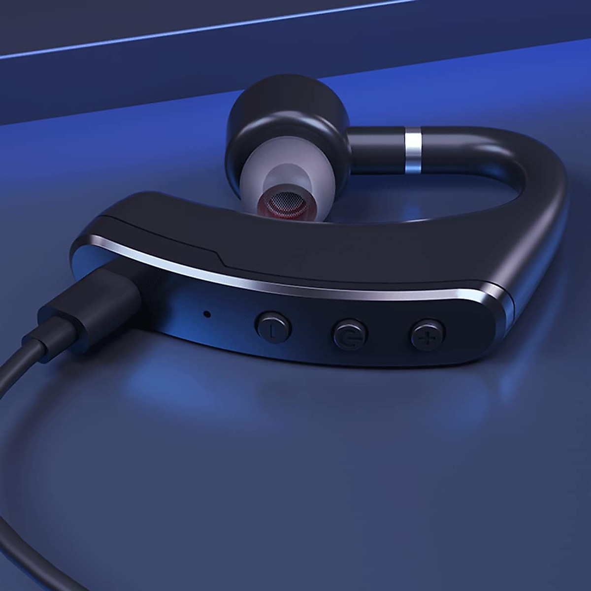 Bluetooth Headphone Single Ear Hook Wireless Business Headset with Mic Noise Cancelling Waterproof Earphone for L&R Ear