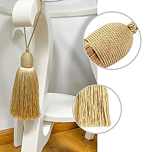 Fenghuangwu 2pcs Tassel Charms Polyester Key Tassels with Loop,DIY Handmade Craft Accessories of Home and Furniture Decoration (Gold)