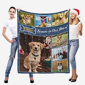 InterestPrint Customized Blankets with Photos Text Personalized Picture Blanket for Dog Gifts for Birthday Family Pet Custom Photo Blanket 7 Collage Throw Blanket for Beding Sofa Travel 60x80 Inch