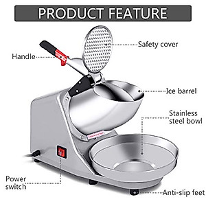 Goplus® Electric Ice Crusher, Ice Shaver Machine, Snow Cone Maker, Shaved Ice Machine, 143 Lbs