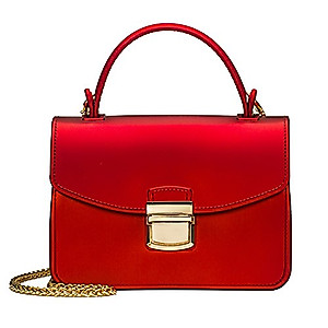 Top Handle Clutch Handbags Jelly Crossbody Bags for Women Tote Purse - Burgundy Red One Size