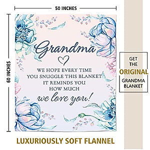 Afterprints Blanket Gifts for Grandma, Grandma Birthday Gifts, Mother‘s Day Gifts for Grandma from Granddaughter Grandchildren, We Love You Cozy Throw Blankets Present 50" x 60"