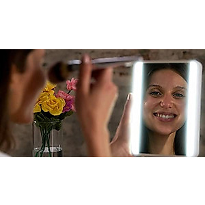 iHome Portable Vanity Mirror with Bluetooth Audio, LED Lighting, and Includes a Micro Fiber Cleaning Cloth