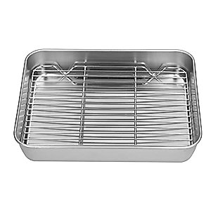 AUNMAS Rectangular Baking Pan and Rack, Easy Healthy Roasting Pan for Cooking Baking(23.5 * 17.5 * 5CM)