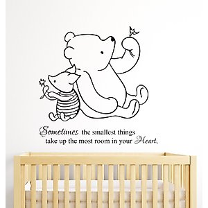 Winnie The Pooh Wall Decal Quote Sometimes The Smallest Things Take up The Most Room in Our Heart Nursery Decor Art Kids Room