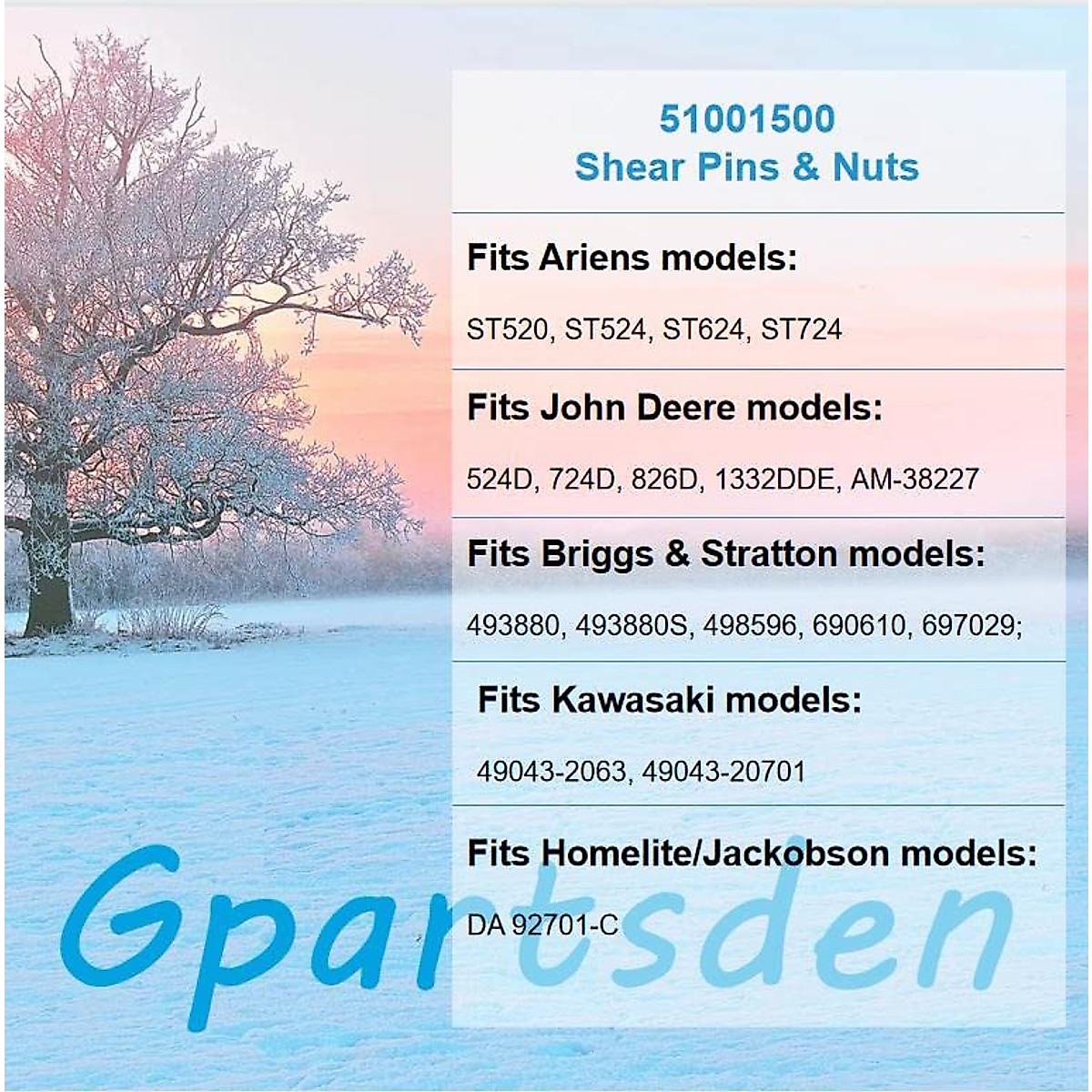 Gpartsden 8PK 51001500 Snow Blower Shear Bolts & Nuts Fits for Ariens 5/16" 510015 Snowthrowers