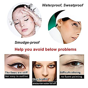 Mysense 2PCS Liquid Eyeliner Stamp Pen Set, Red & Black Heart Stamp Eyeliner Pencil Eye Liner Stencils, Waterproof Smudge-proof Eyeliner for Women Girls Halloween Harley Quinn Costumes Cosplay Makeup