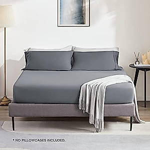 SONIVE 2-Pack Full Fitted Sheet Super Soft 1800 Double Brushed Microfiber Wrinkle Free Sheets Deep Pocket up to 16 Inches (Full, Grey)