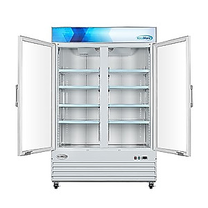 KoolMore MDF-2GD-45C-WH 53 in. Commercial Two Glass Door Display Upright Freezer Merchandiser in White 45 Cu. Ft