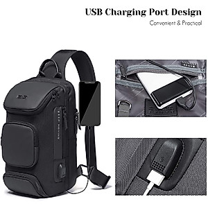 Uaskmeyt Sling Backpack Men Sling Bag Crossbody Shoulder Bag Water Resistant Travel Daypack for Hiking Camping Outdoor Trip